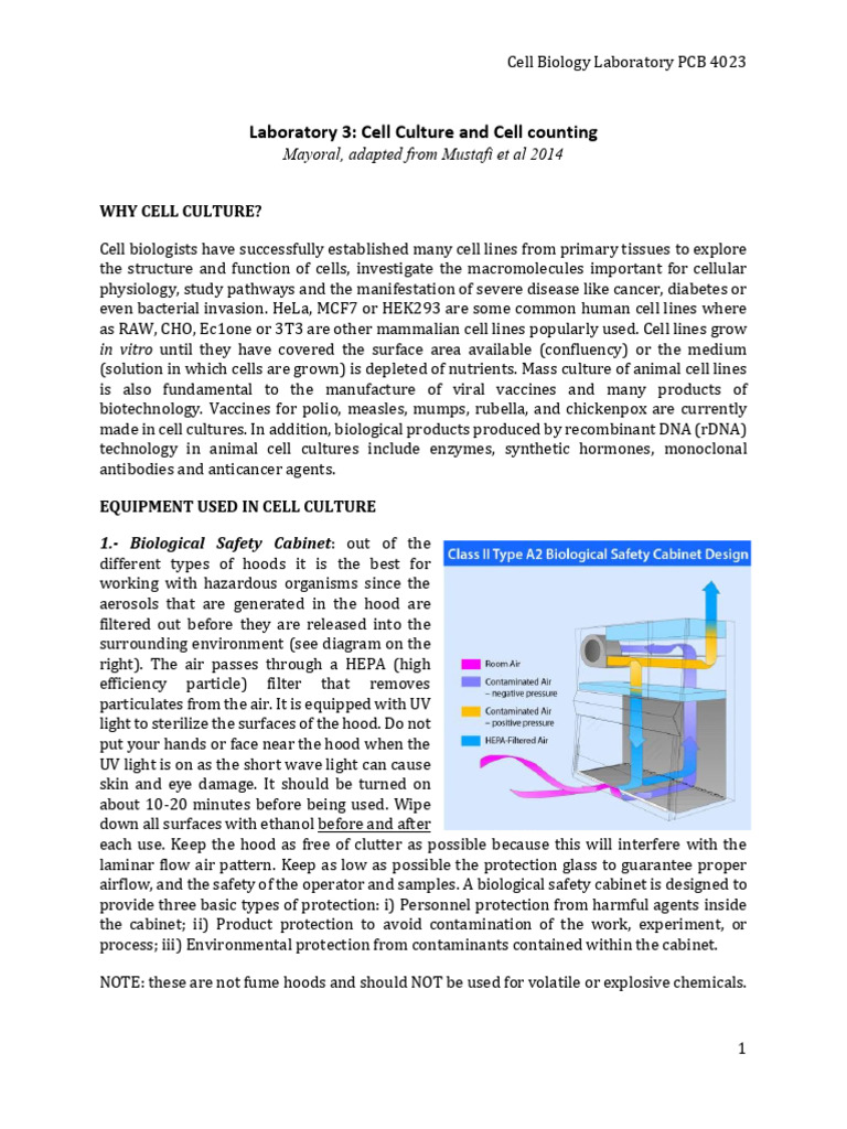 PCB4023+Cell+Bio+Lab Cell+Culture+and+Cell+counting | PDF | Cell ...