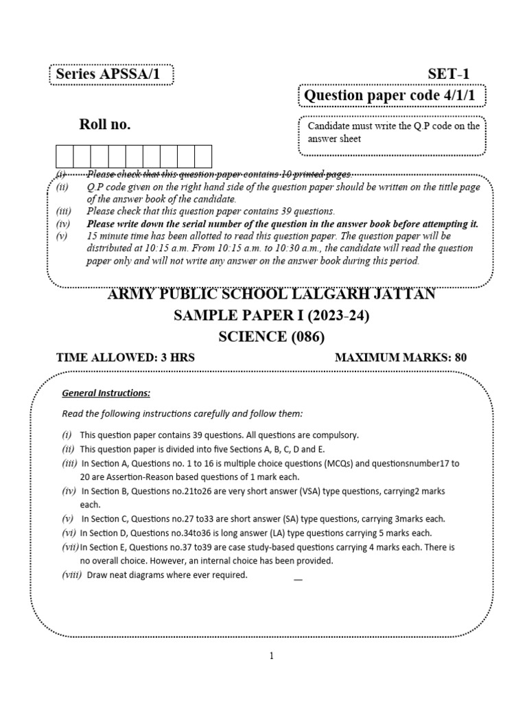 Sample Paper I | PDF | Hydroxide | Materials