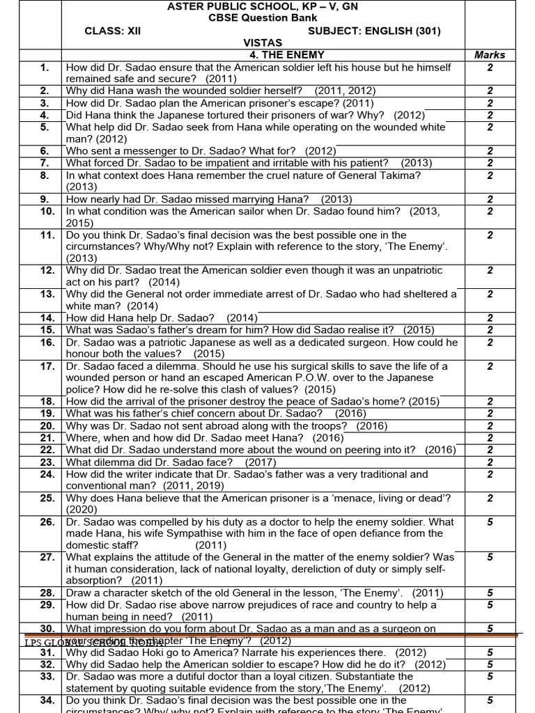 Board Questions, The Enemy | PDF