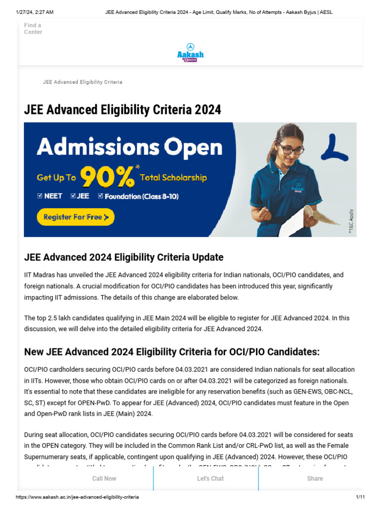 JEE Advanced Eligibility Criteria 2024 - Age Limit, Qualify Marks, No of Attempts - Aakash Byjus ...