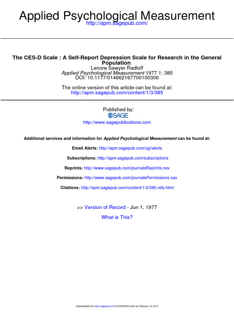 CES-D Scale for Depression Research | PDF | Validity (Statistics ...