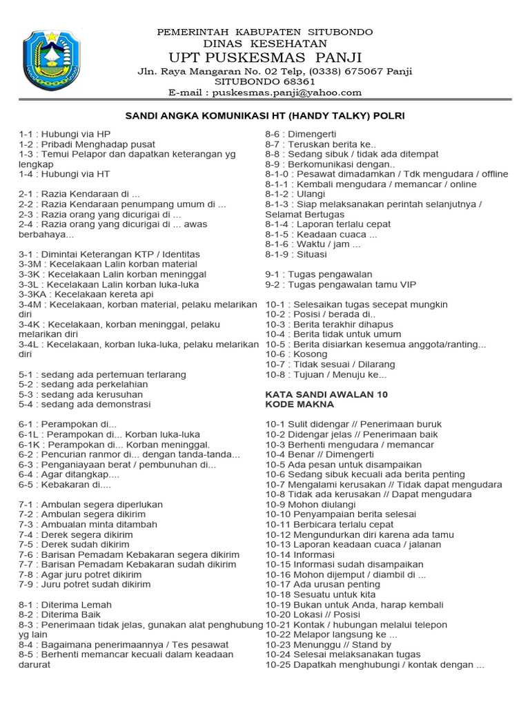 Kode Penggunaan HT | PDF