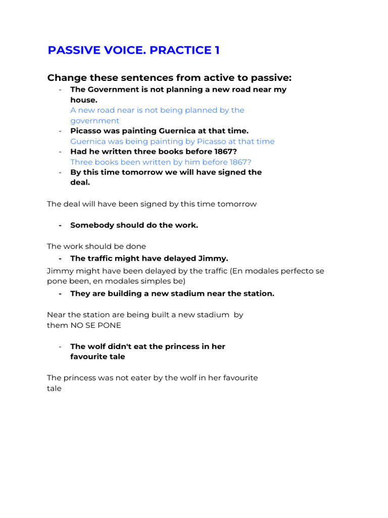 Passive Voice Practice Exercises | PDF | Art