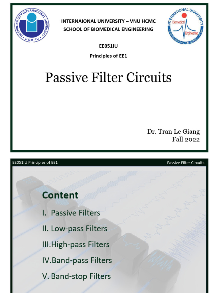 Lecture Passive Filter Circuit Handout | PDF | Electronic Filter | Low Pass Filter