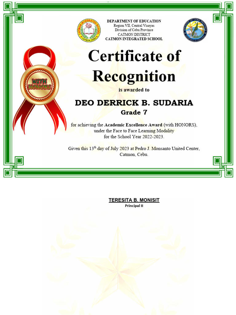 Achiever-Certificate - With High | PDF