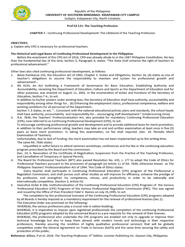 Toaz - Info Chapter 7 Continuing Professional Development PR | PDF | Teachers | Professional ...