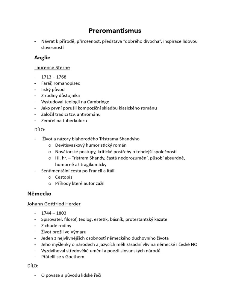 Preromantismus A Romantismus | PDF