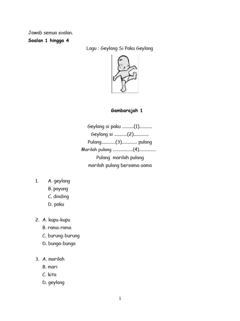 Ujian Ogos Muzik Tahun 3 Set 2 | PDF