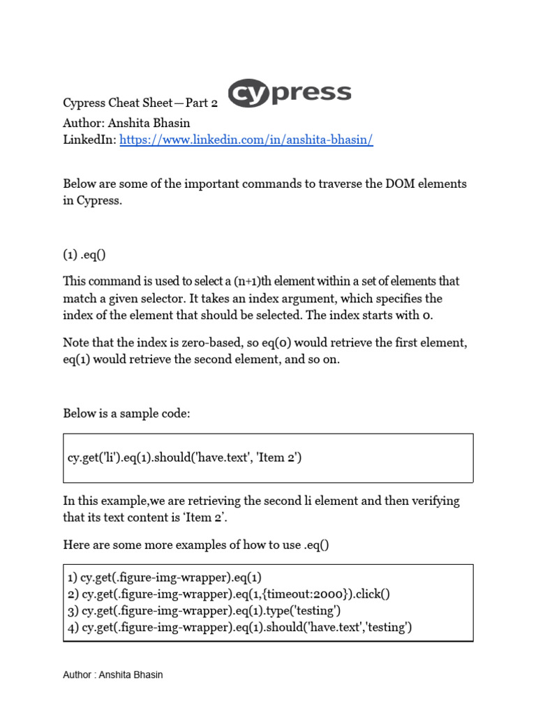 Cypress Traverse Commands | Download Free PDF | Sibling | Computing