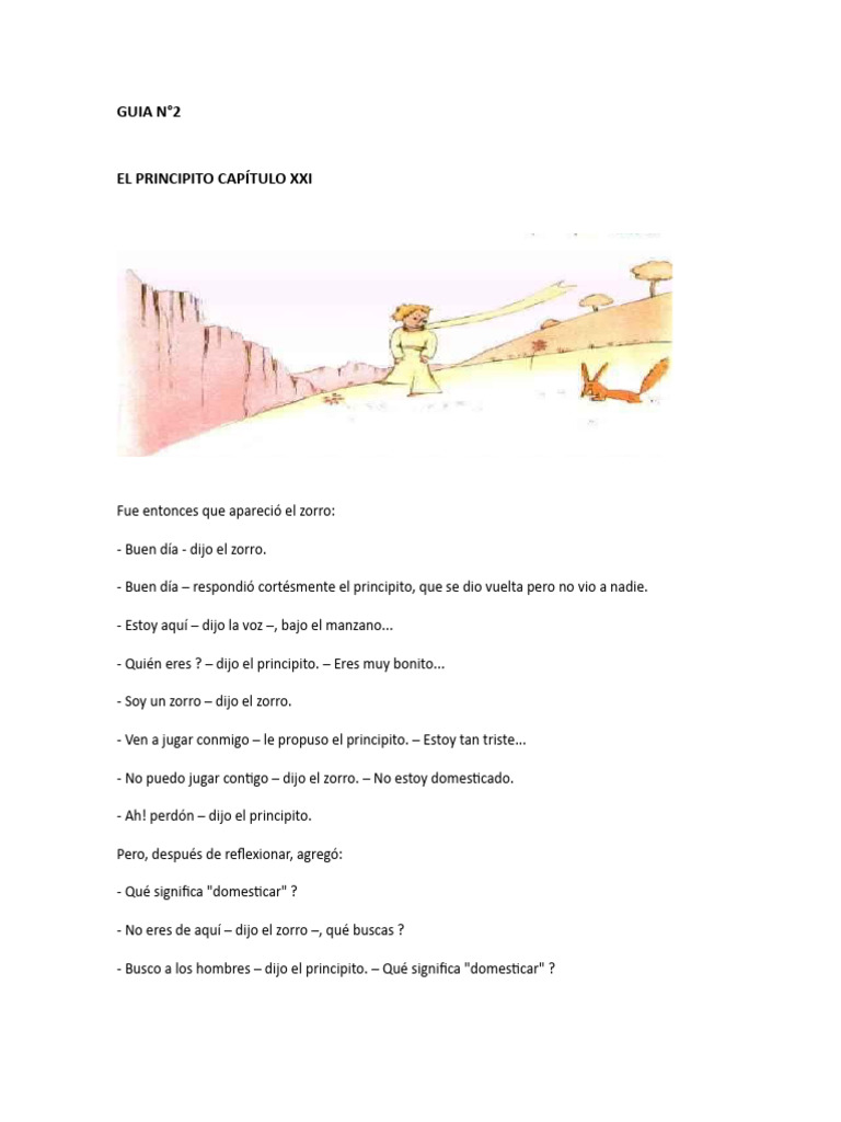 Guía N°2 El Principito Capítulo Xxi | PDF
