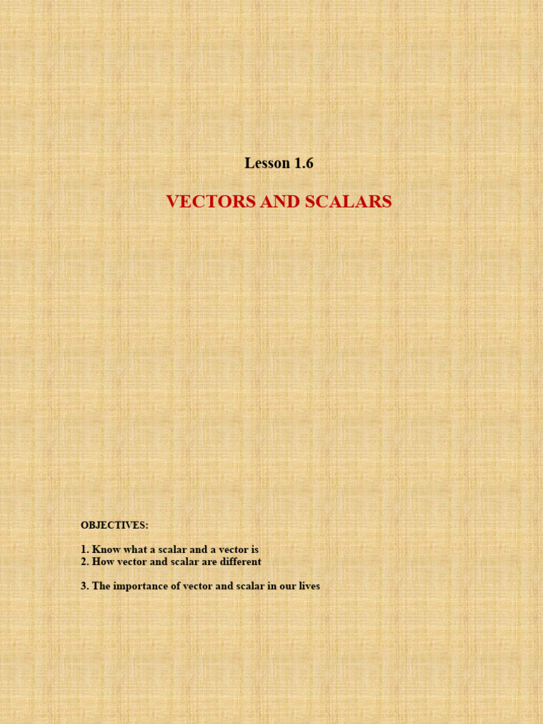 Lesson 1.6 VECTORS AND SCALARS 1 | PDF | Science & Mathematics ...