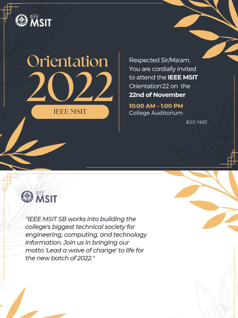 IEEE MSIT Orientation Invite | PDF