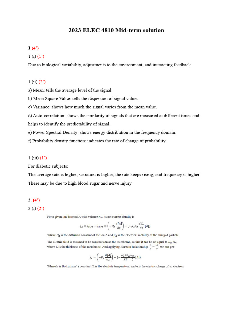 Midterm 2023 Solution | PDF | Heart | Physiology Midterm 2023 Solution | PDF | Heart | Physiology
