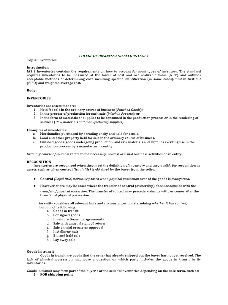 Module 8 - Inventories Part I | PDF | Cost Of Goods Sold | Inventory