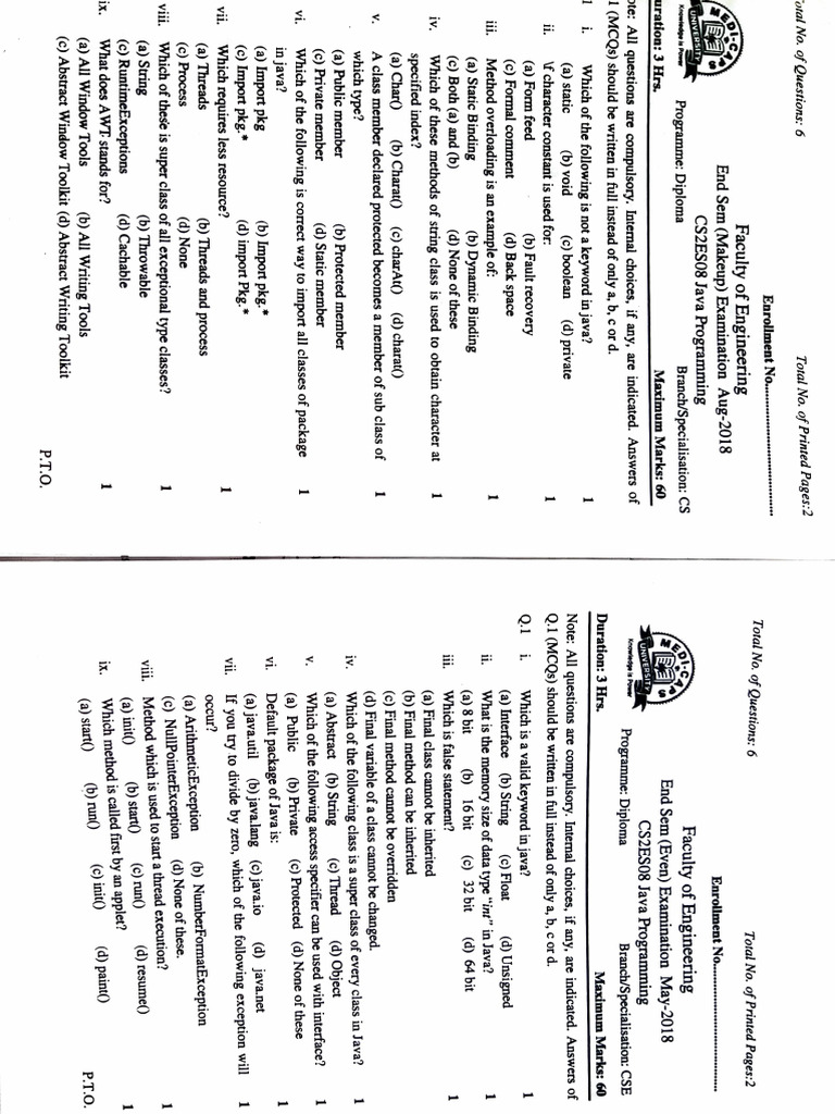 Java Programming Paper Download Free Pdf Class Computer Programming Method Computer 0309