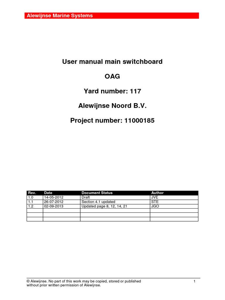 User Manual Main Switchboard - REV - 1.2 | PDF | Switch | Power Supply