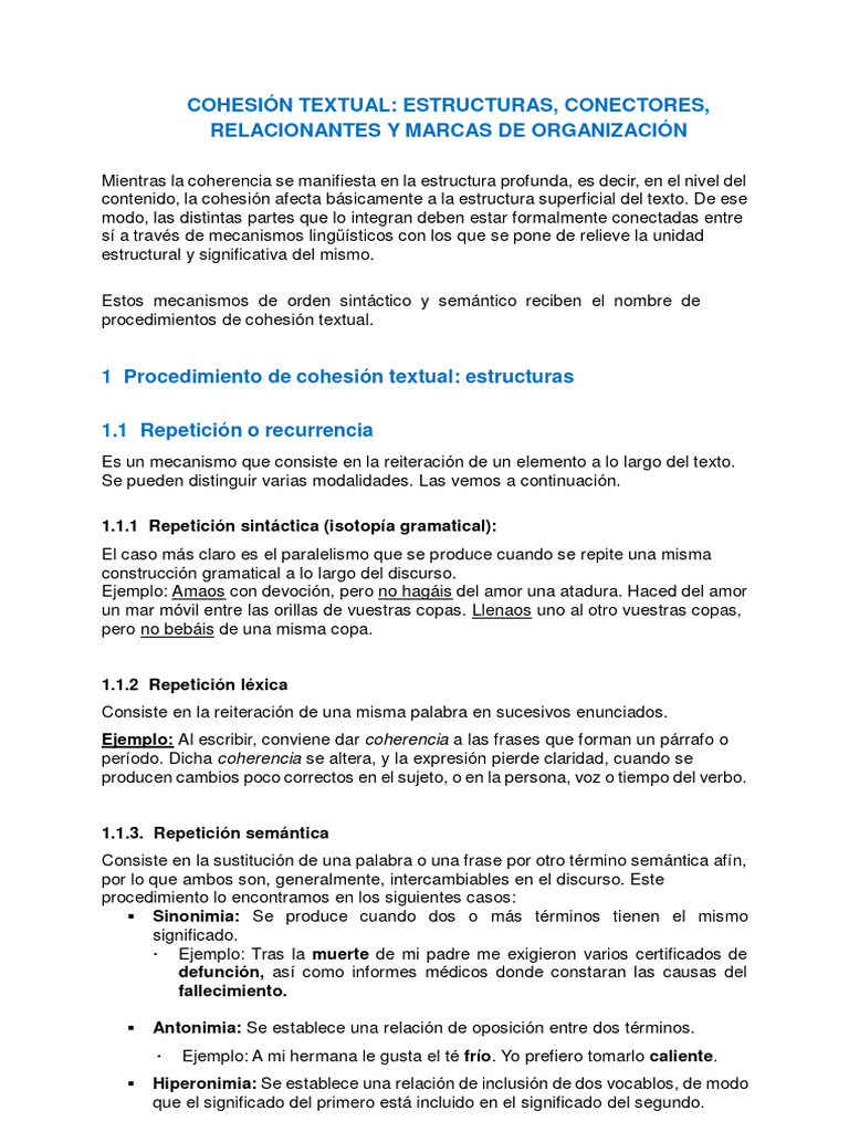 COHESIÓN TEXTUAL - Castellano | PDF | Adverbio | Semántica
