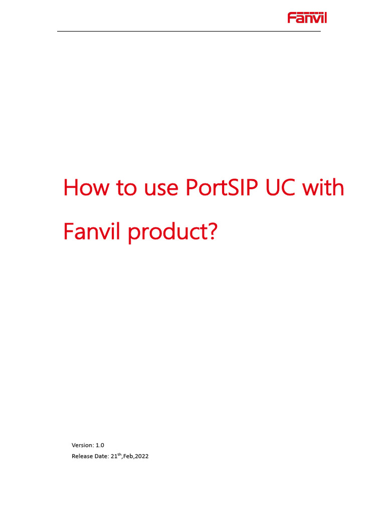 How To Use PortSIP UC With Fanvil Product | PDF | Session Initiation ...