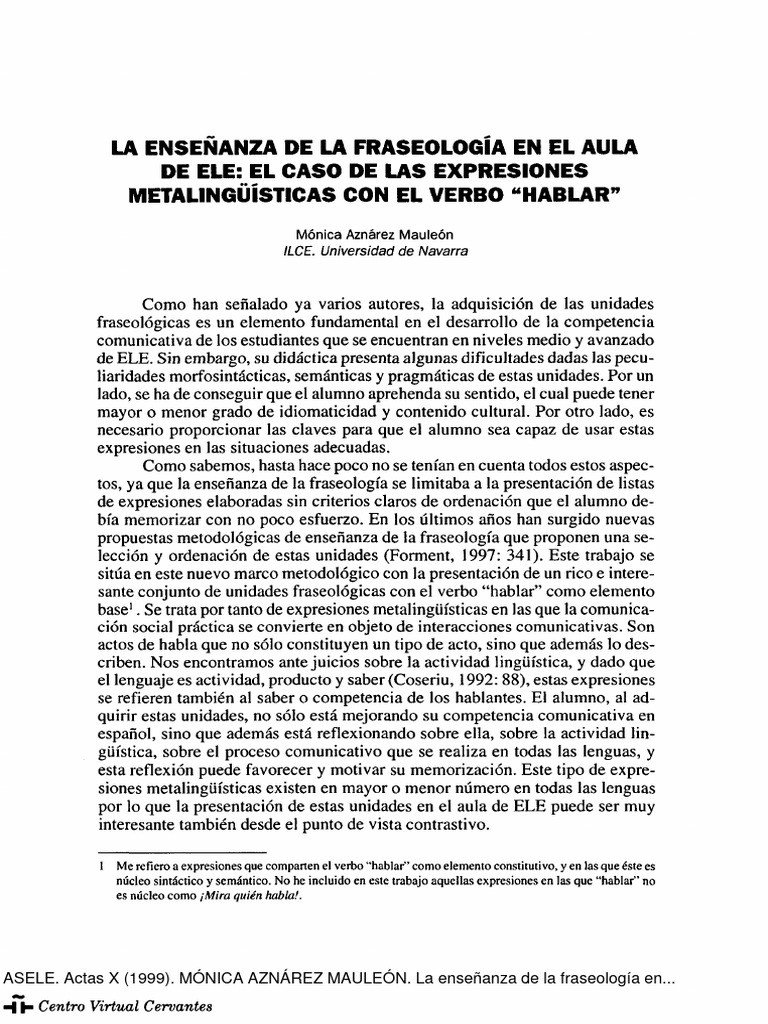 La Ensenanza de La Fraseologia en El Aul | PDF | Lingüística | Lengua española