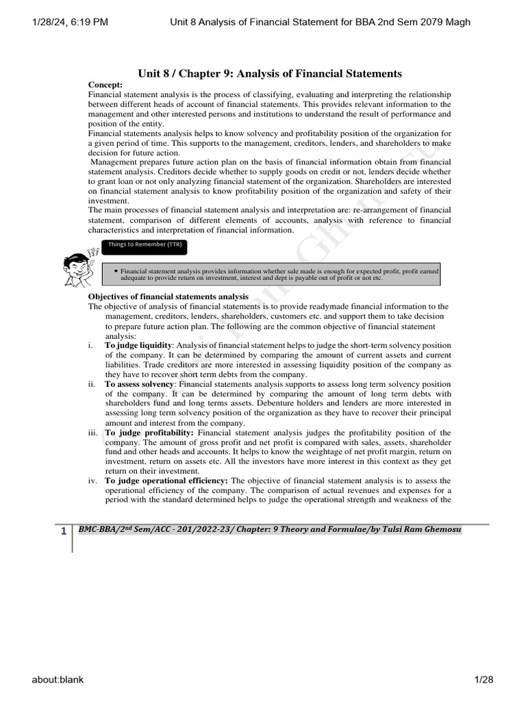 Analysis of Financial Statement | PDF | Equity (Finance) | Debt