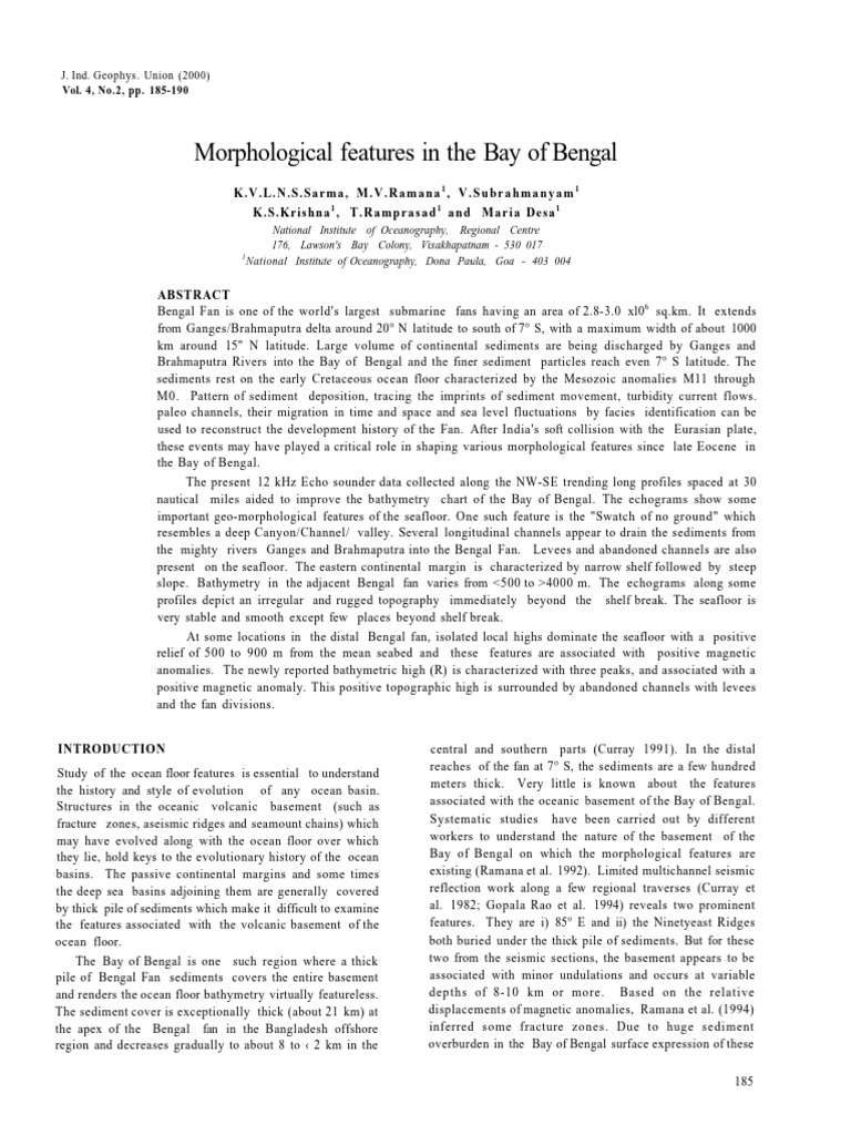 J Indian Geophys Union 4 185 | PDF | Seabed | Continental Shelf