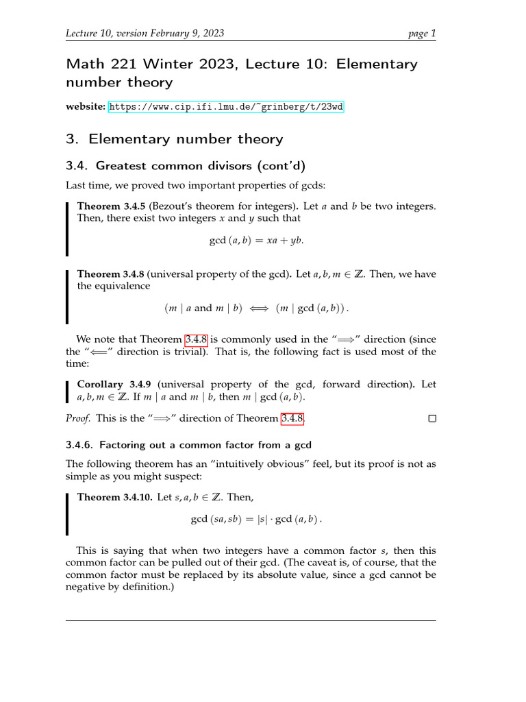 Math 221: GCD & Coprime Theorems | PDF | Theorem | Rational Number