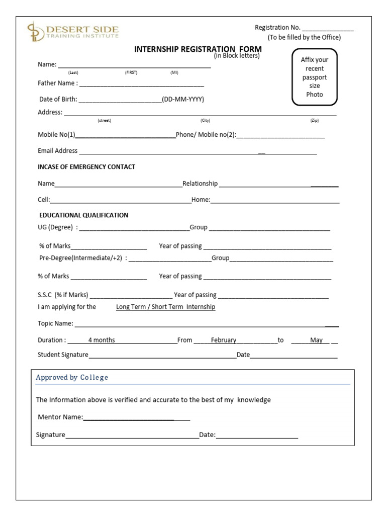 Apc Internship Application Form | PDF