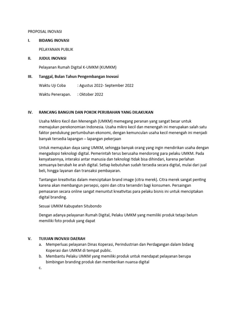 Proposal Inovasi | PDF