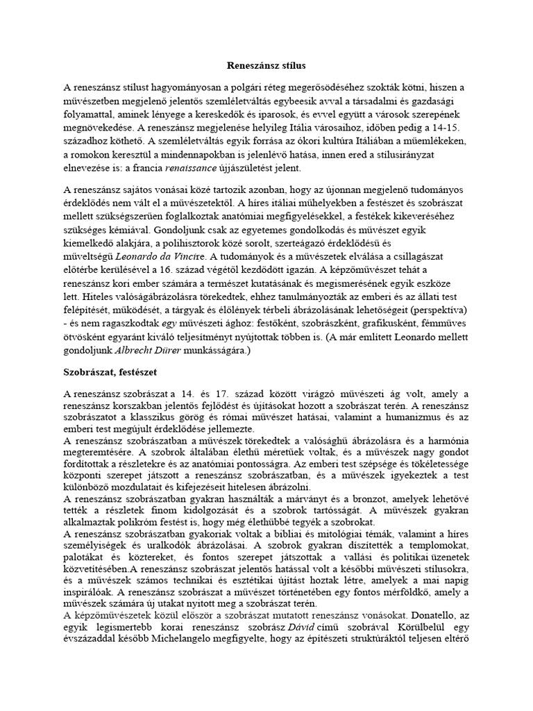Reneszánsz Stílus | PDF