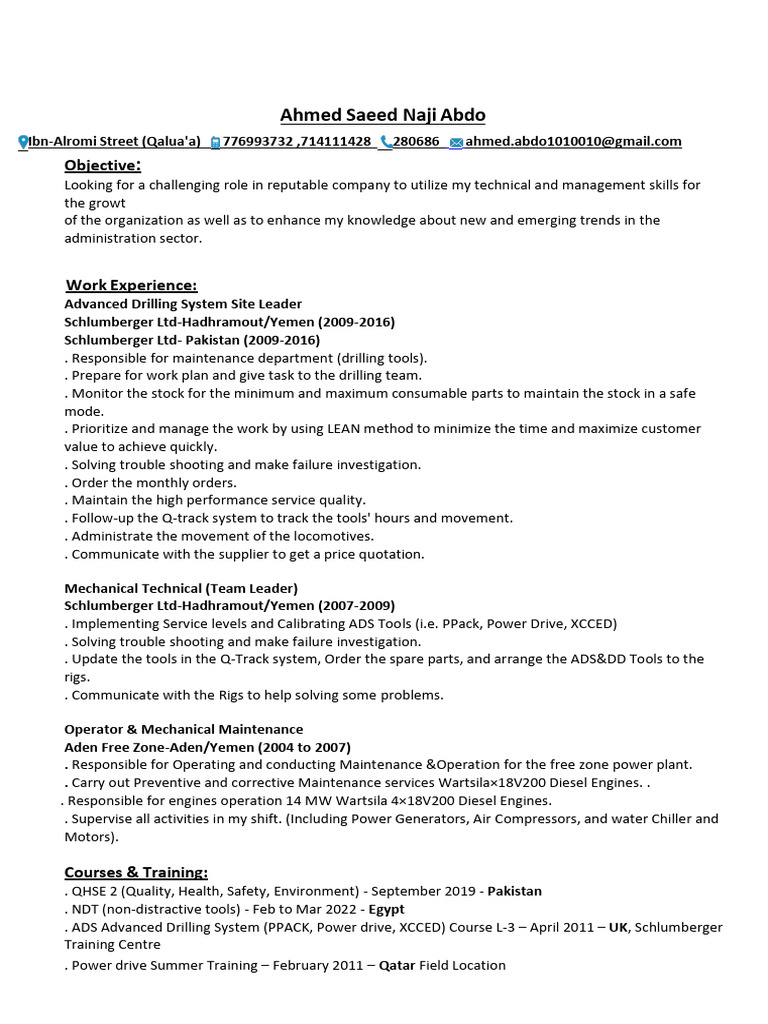 Ahmed Saeed Naji Abdo CV | PDF | Computers | Technology & Engineering