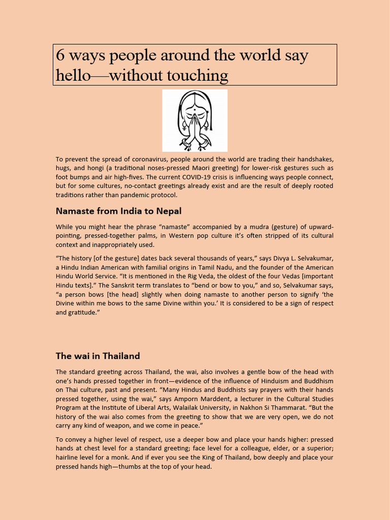 6 Ways People Around The World Say Hello | PDF