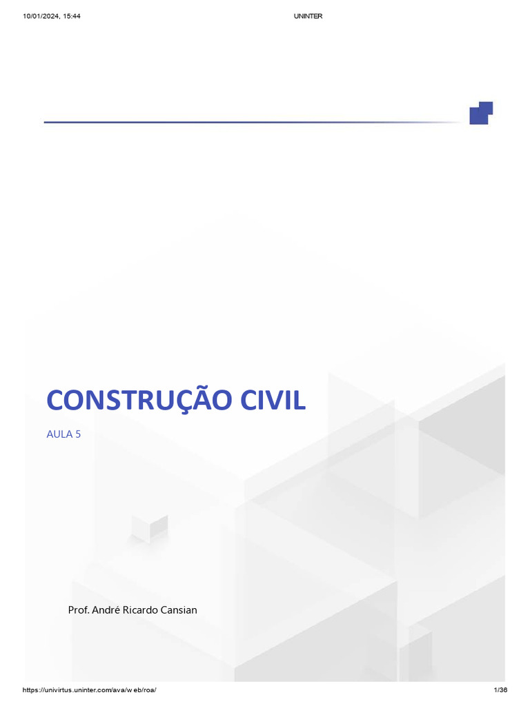 Aula 5 Construção Civil Pdf Drywall Argamassa Alvenaria