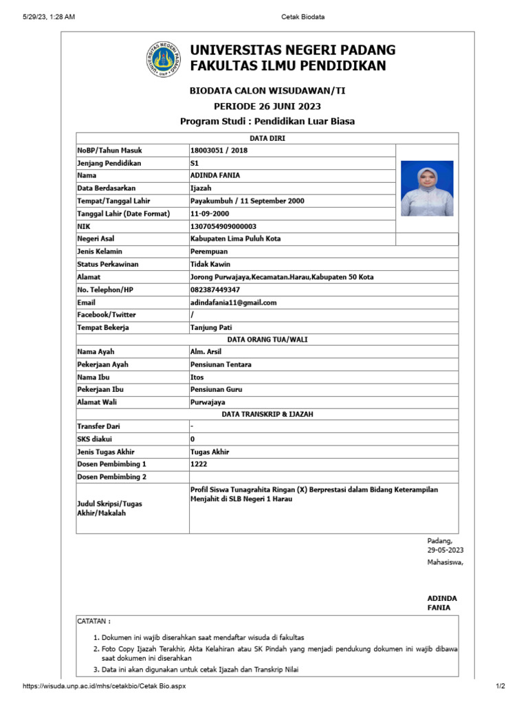 Biodata | PDF