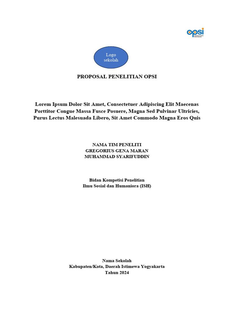 Template Proposal Opsi Sma Diy 2024 | PDF