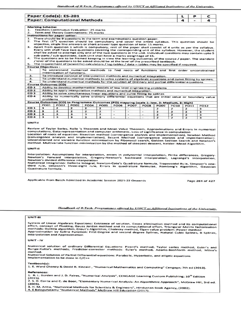 Syllabus 3rd Sem | PDF | C++ | Numerical Analysis