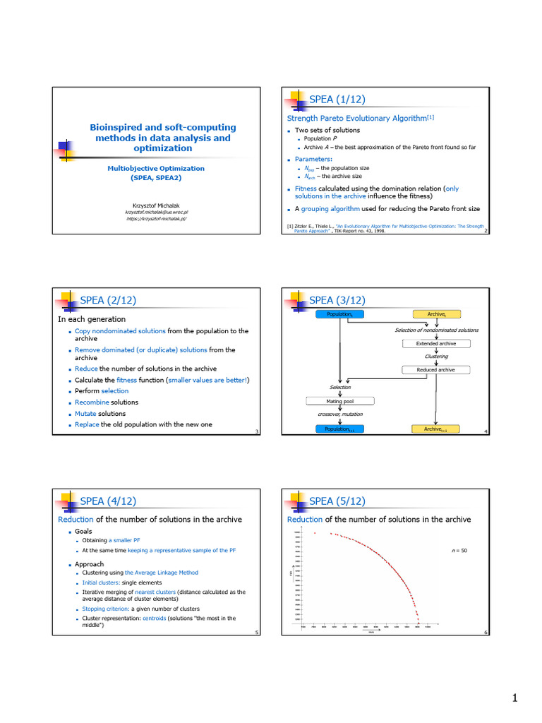 BSCM-03 Multiobjective Optimization Spea | PDF | Cluster Analysis | Mathematical Optimization