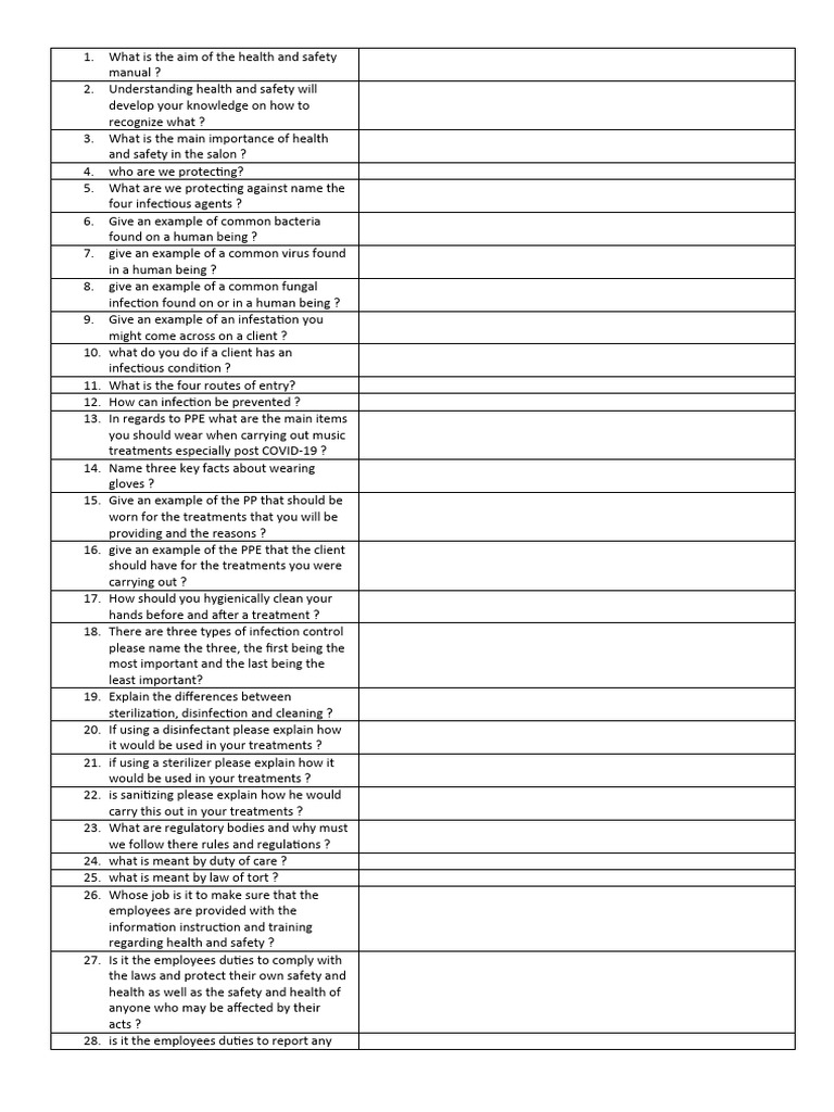 Health and Safety Exam | PDF | Safety | Health Sciences