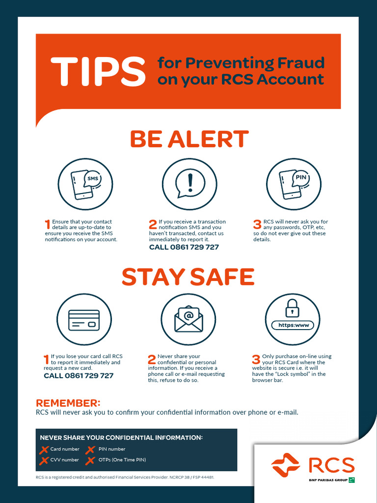 Tips For Preventing Fraud On Your Rcs Account | PDF