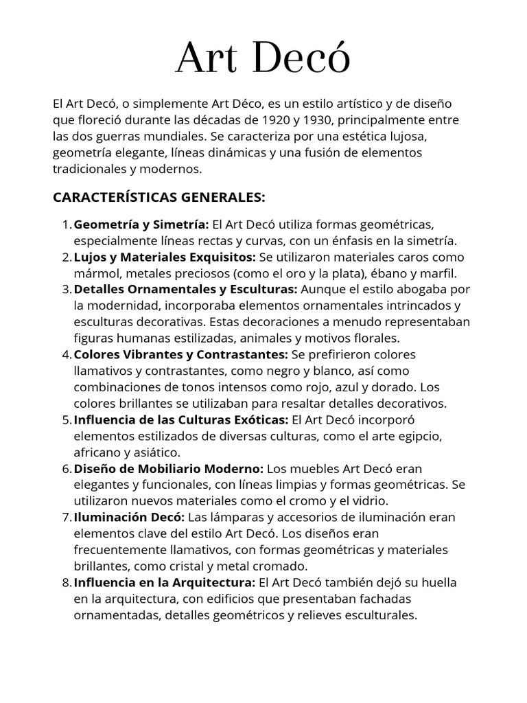 Art Decó | PDF | Arte deco | Artes Decorativas