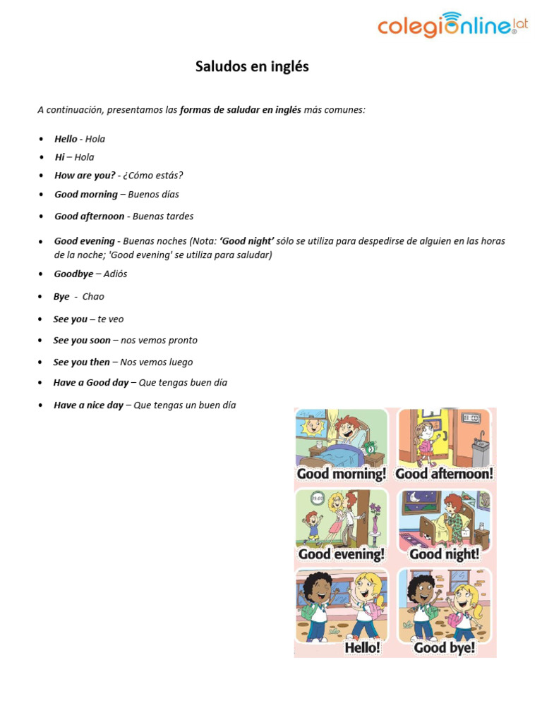 1 Tema 1 Saludos en Ingles-1 | PDF