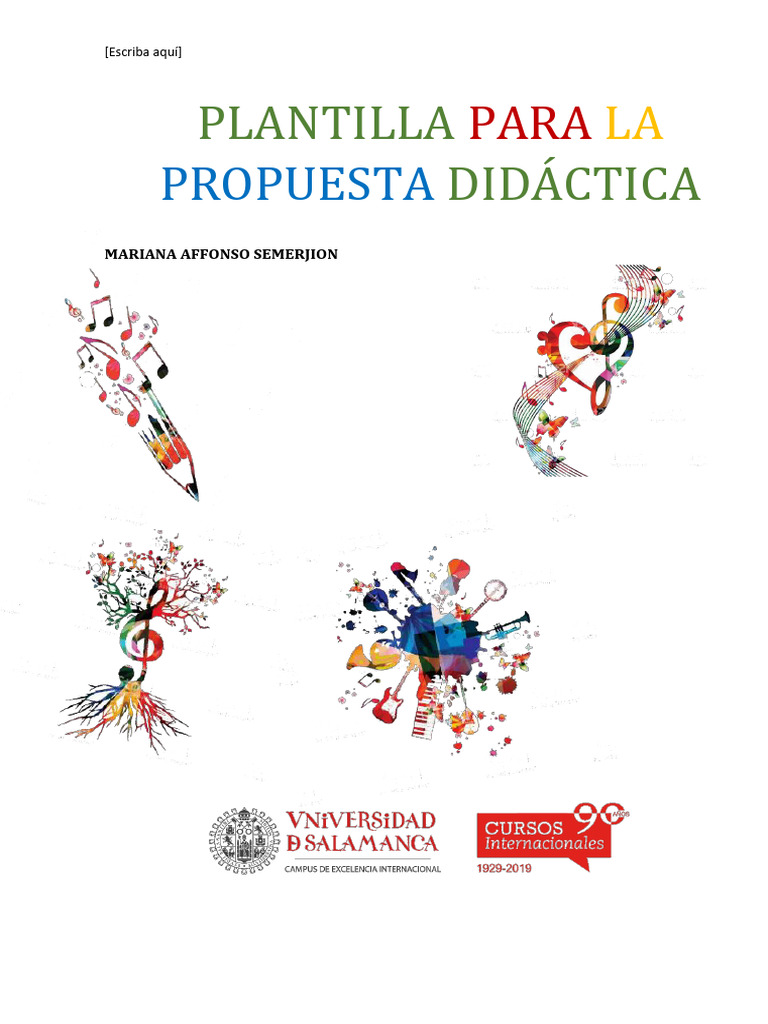 Plantilla de La Propuesta Didáctica 2019 - Mariana Affonso Semerjion | PDF