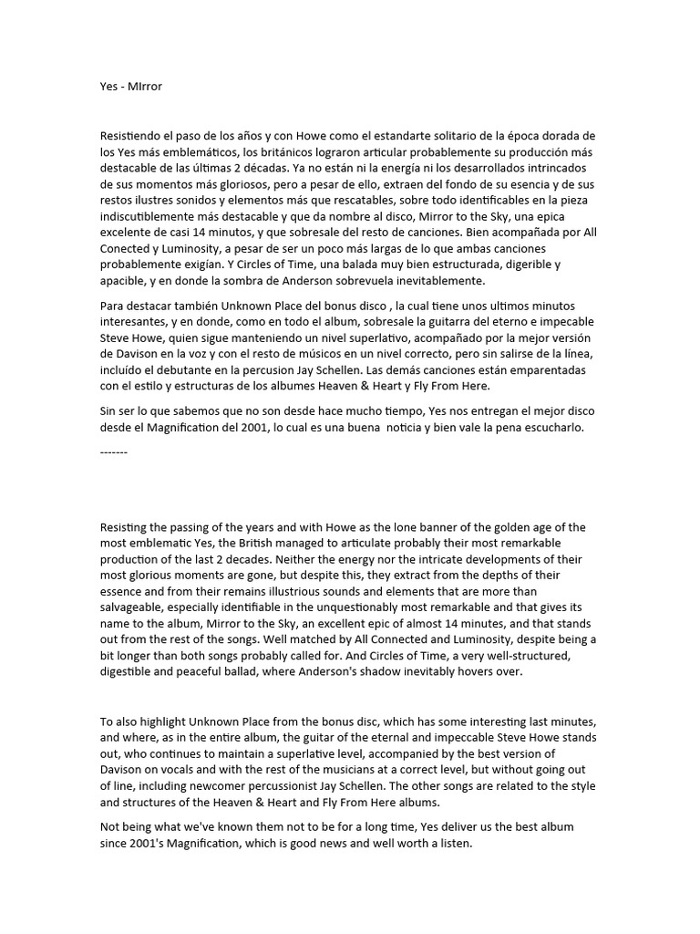 Yes - Mirror | PDF