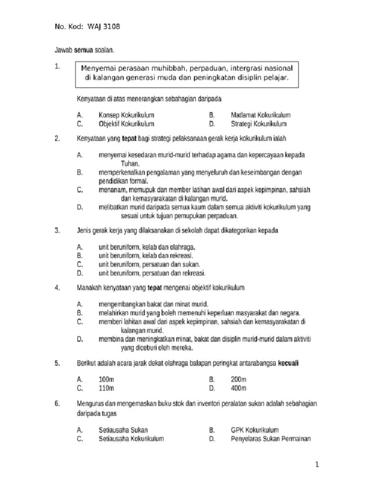 Soalan Exam Koko | PDF