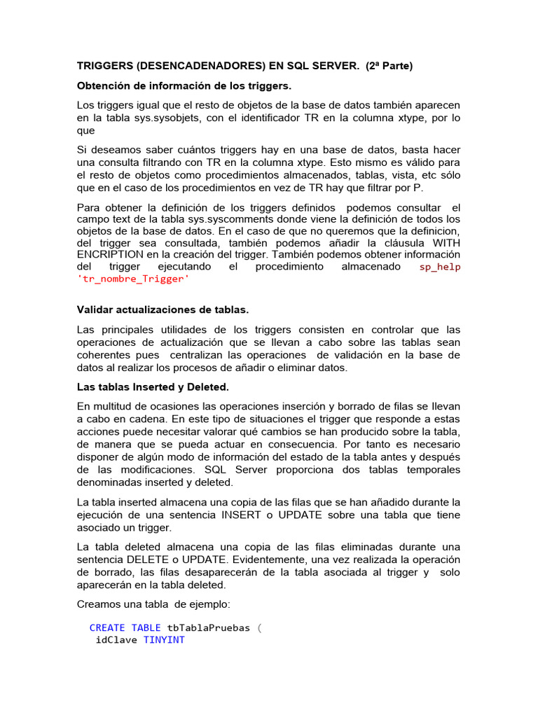05 Triggers II | PDF | SQL | Gestión de tecnología de la información