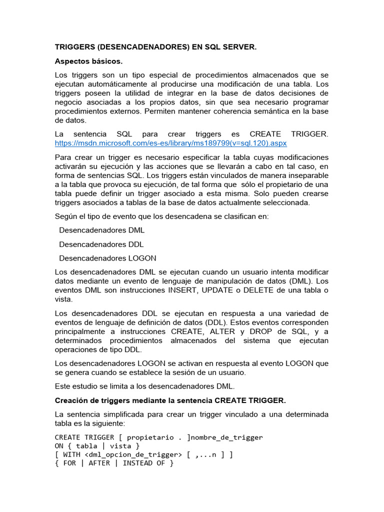04 Triggers I | PDF | SQL | Desarrollo de software