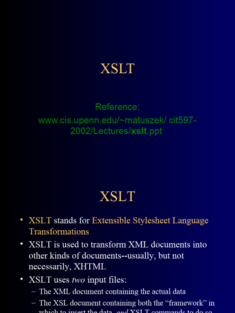 XSLT | PDF | Xslt | Computer Programming XSLT | PDF | Xslt | Computer Programming