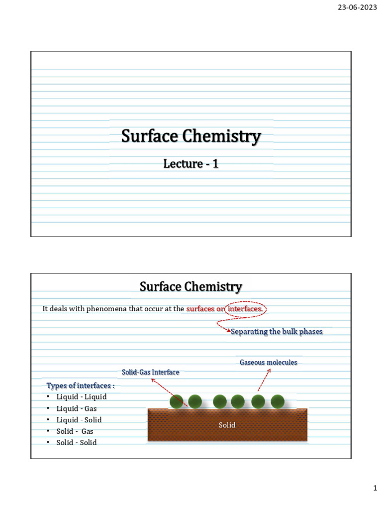 Surface Chemistry | PDF | Adsorption | Absorption (Chemistry)