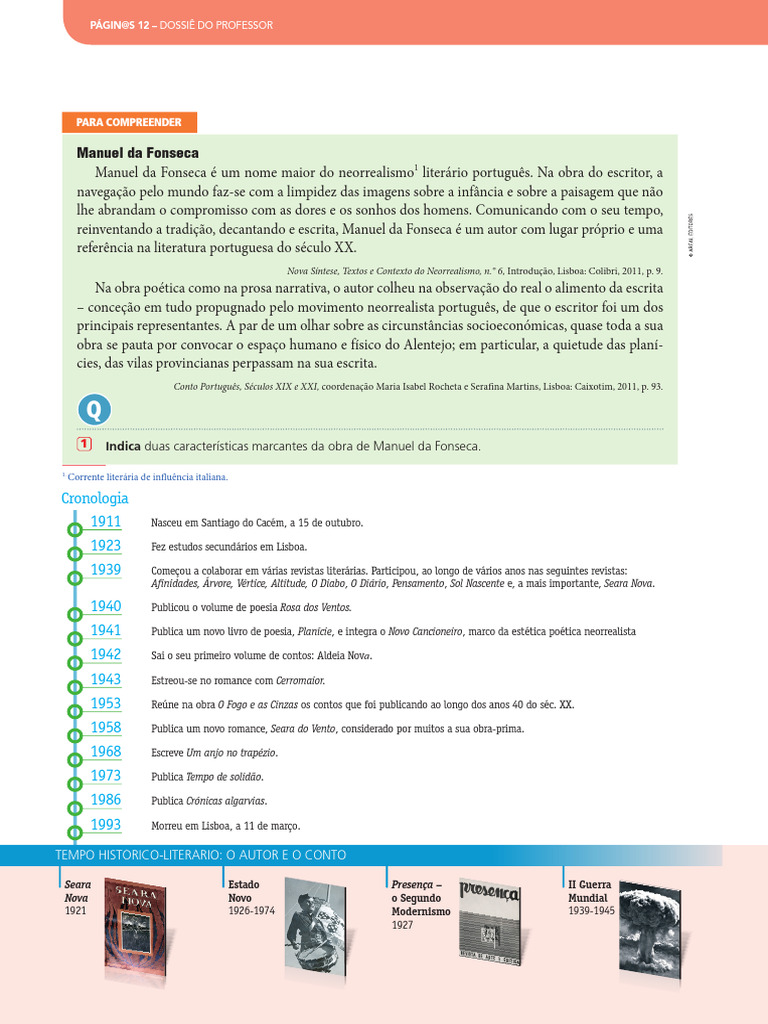 Ae Pag12 Expl Did Manuel Da Fonseca | PDF | Contos | Lisboa