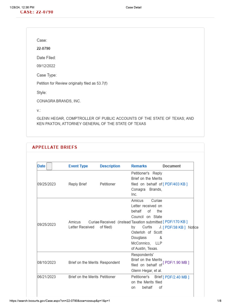 Case Detail | PDF | Amicus Curiae | Lawsuit