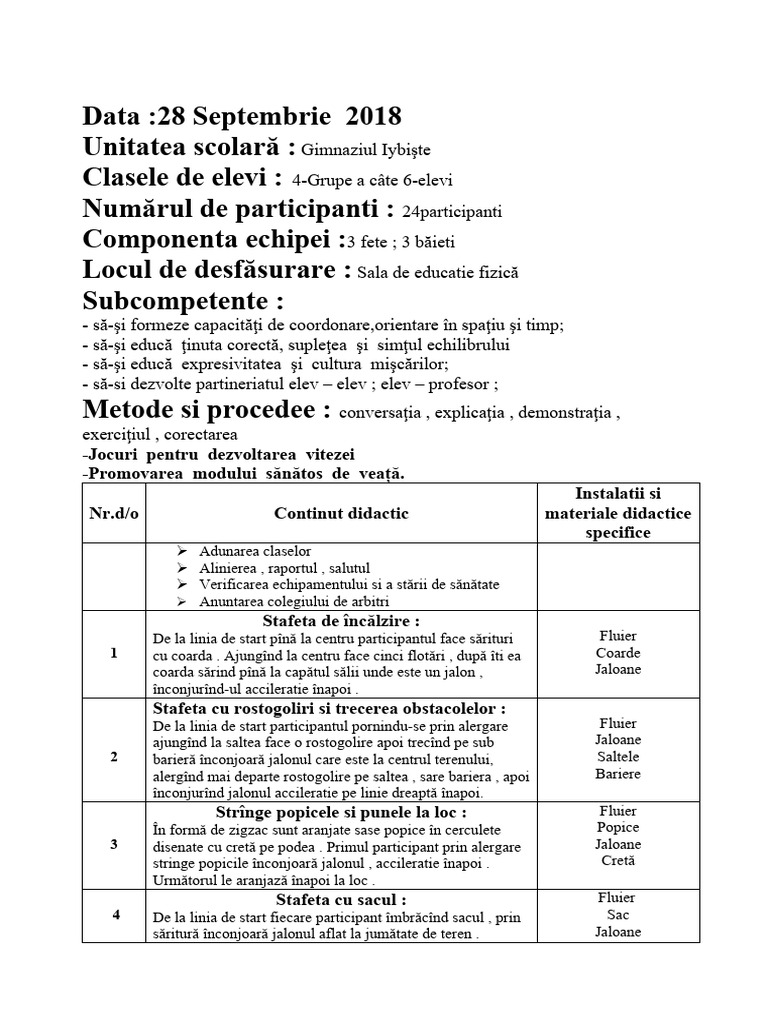 Starturi Vesele Cl. IVa IVb | PDF